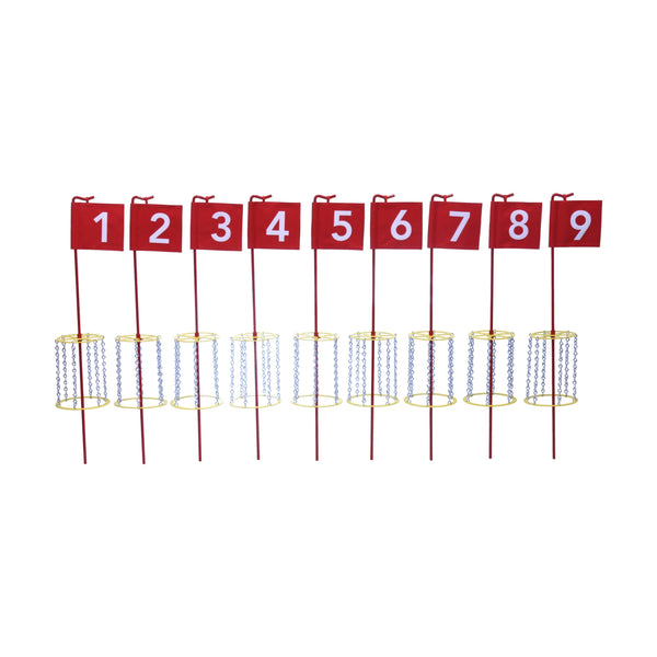 Set of 9 Metal Numbered Flags and Chain Cages for Flag Croquet, Amish ...