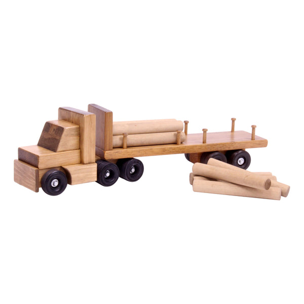 Wooden Log Truck Toy - Amish Made – AmishToyBox.com