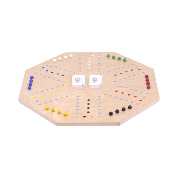 Wooden Marble Chase Game Set - Double-Sided 23" Wide Board ...