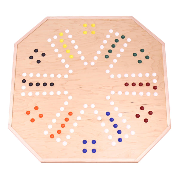 Wooden Marble Chase Board Game Set - 25" Wide Board - Double-Sided ...